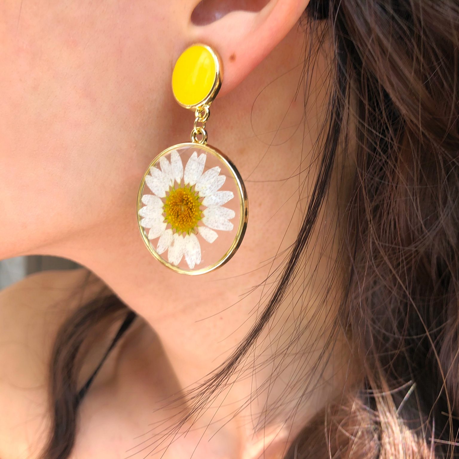 Daisy Pressed Flower Earring – Kamakula